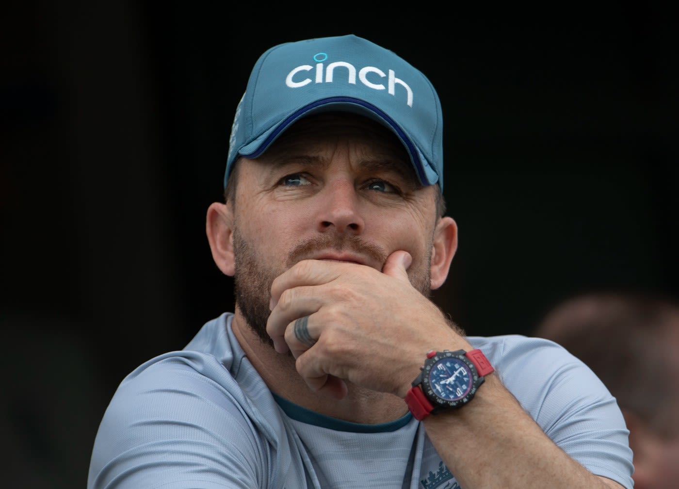 England head coach Brendon McCullum looks on during the fifth Test ...