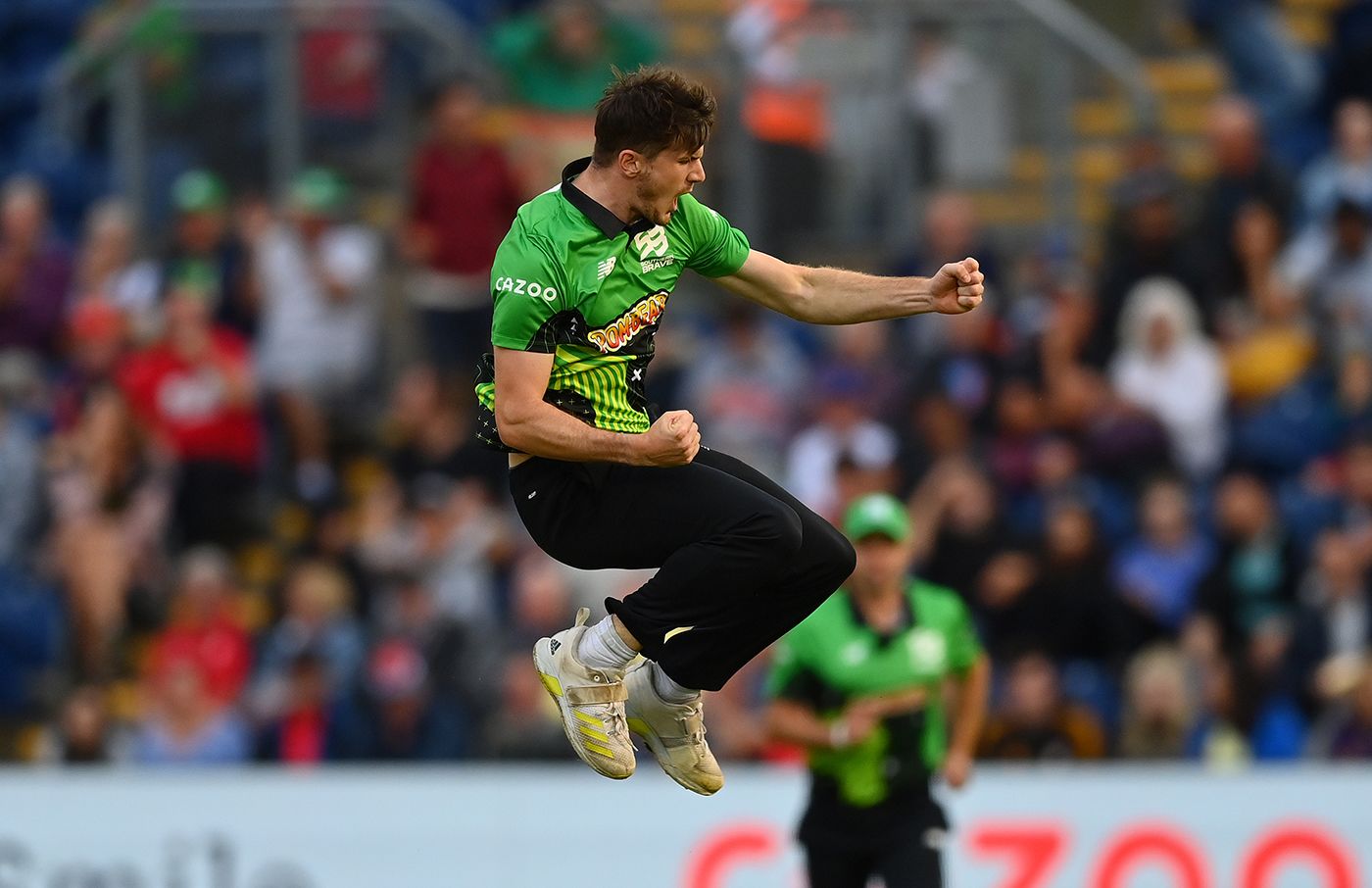 George Garton struck three times in the first seven balls ...