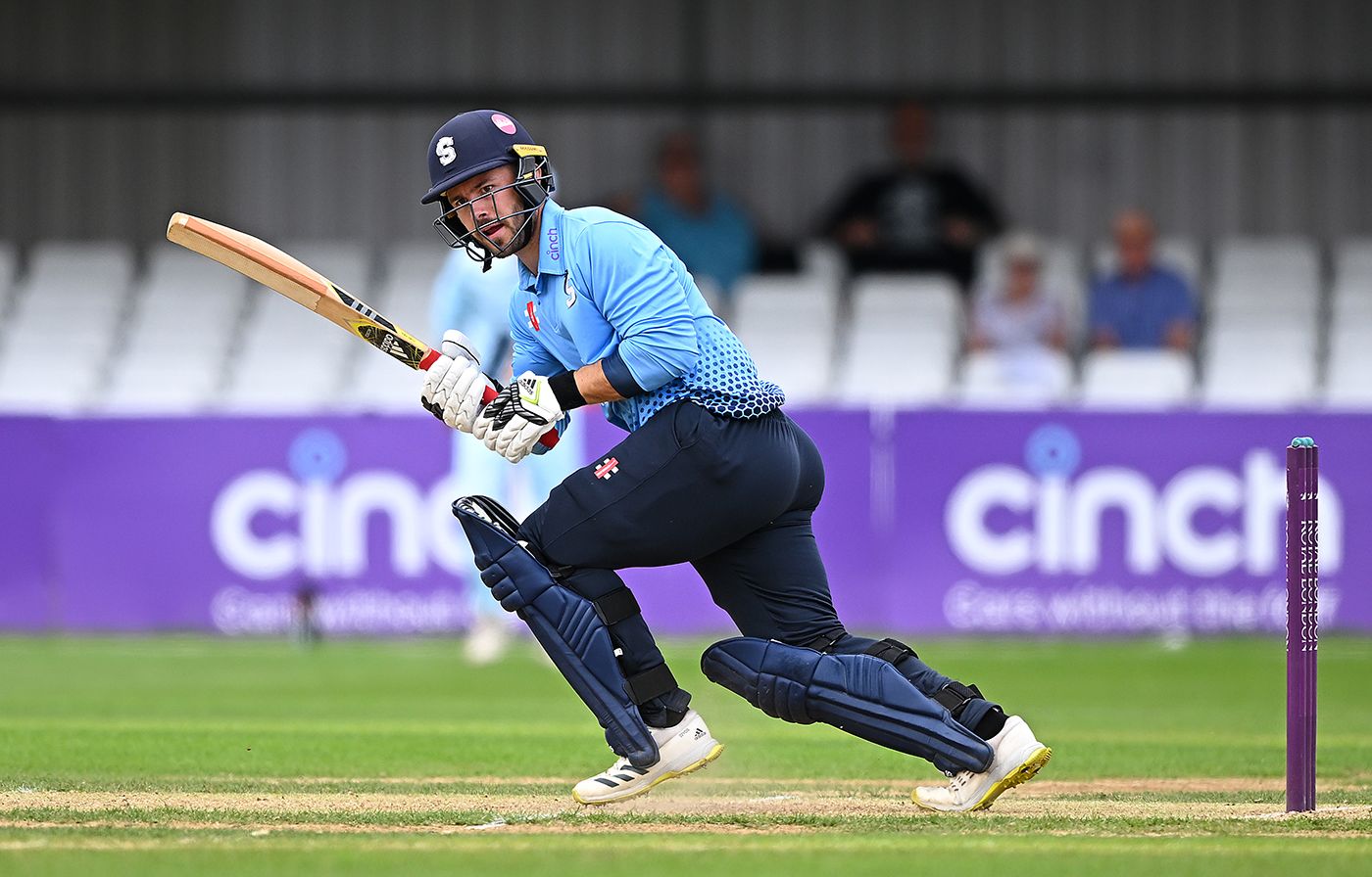 Lewis McManus works leg side on his way to a maiden List A hundred ...