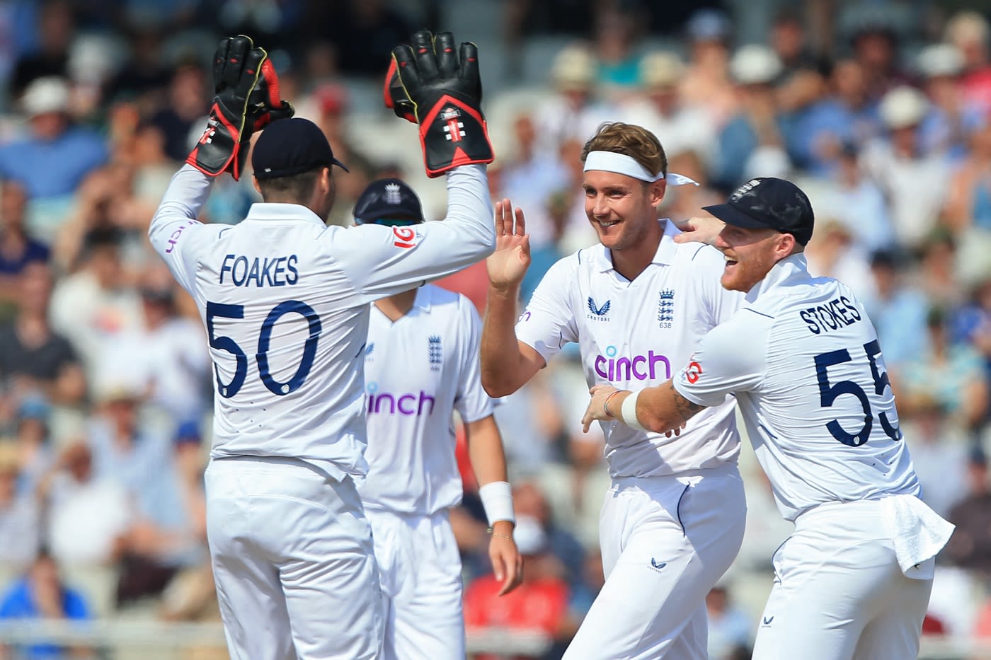 Stuart Broad is all smiles after he had Aiden Markram caught at slips ...