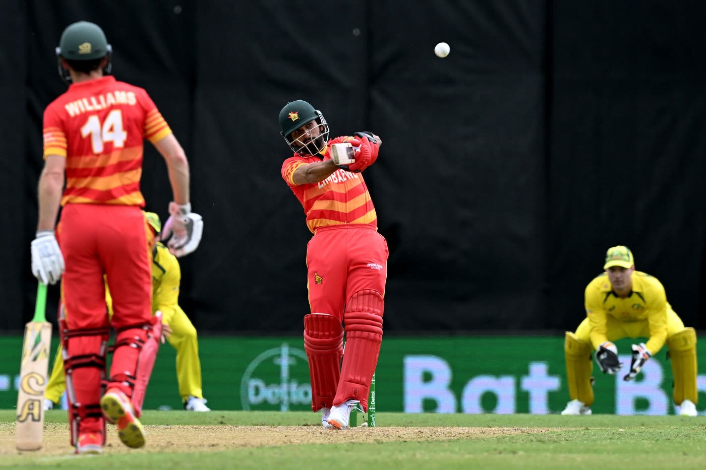 Sikandar Raza heaves one over midwicket off Josh Hazlewood ...