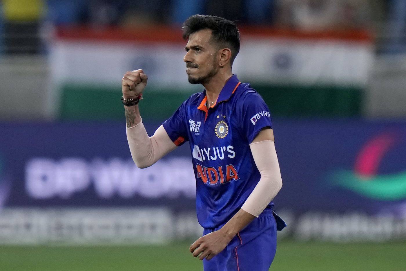 Yuzvendra Chahal celebrates after removing Charith Asalanka ...