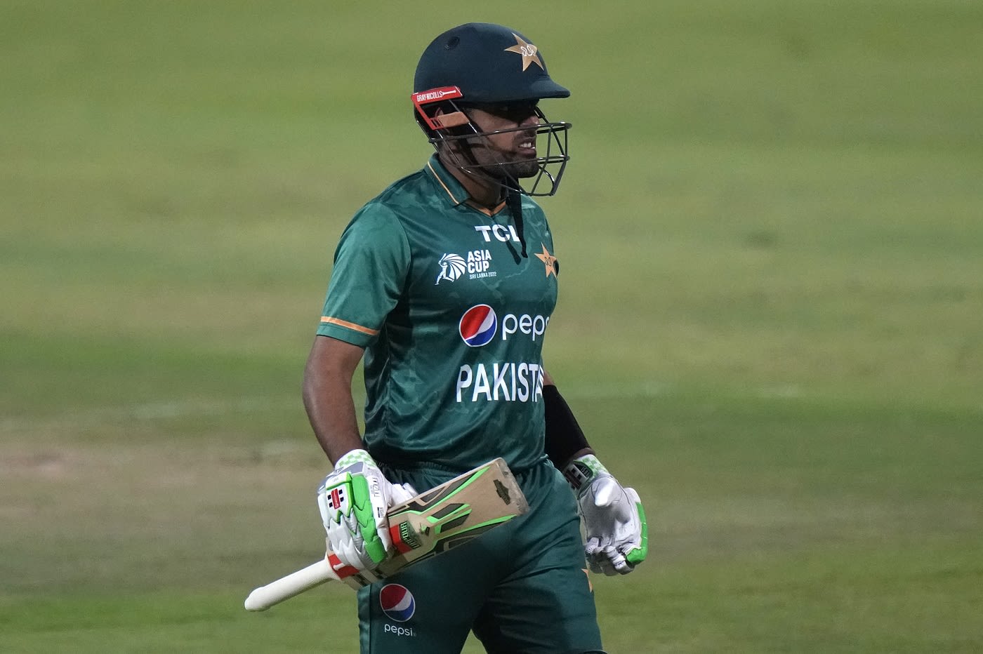 Babar Azam walks back after falling for a first-ball duck ...