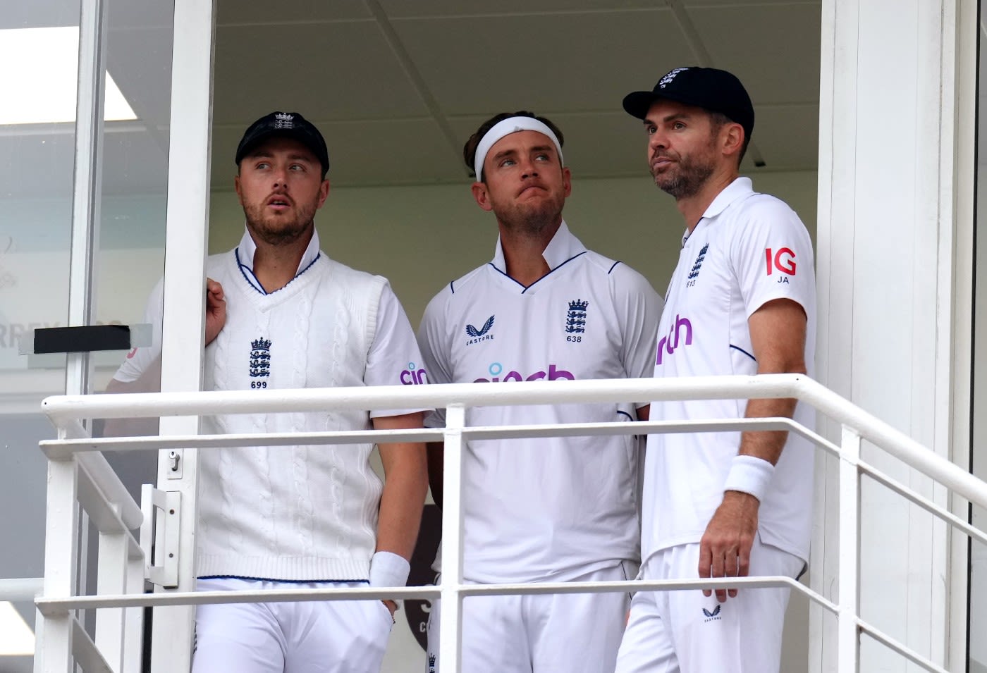 Ollie Robinson, Stuart Broad and James Anderson survey a bleak scene at ... Ollie Robinson, Stuart Broad and James Anderson survey a bleak scene at ...