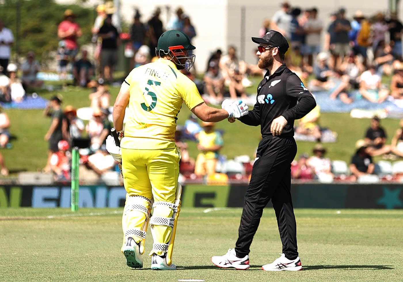 Kane Williamson greets Aaron Finch in the latter's final ODI ...