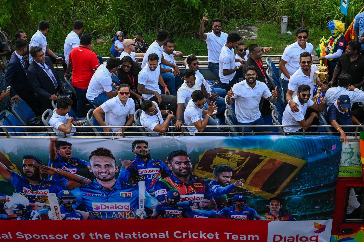 The Asia Cup champions went on an open-top bus parade in Colombo on ...