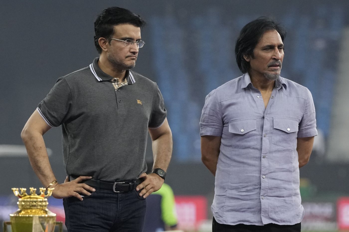 BCCI president Sourav Ganguly and PCB chairman Ramiz Raja at the presentation | ESPNcricinfo.com