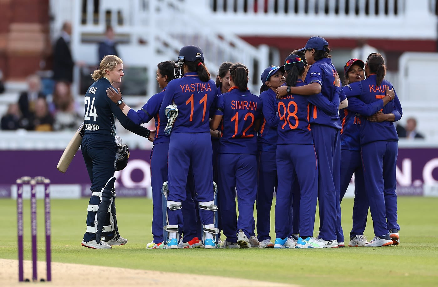 Charlie Dean shakes hand with Deepti Sharma after the game ...