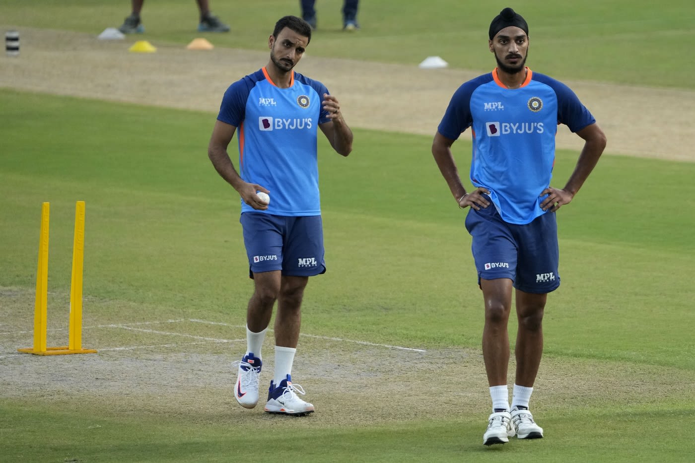 Harshal Patel and Arshdeep Singh during a practice session ...