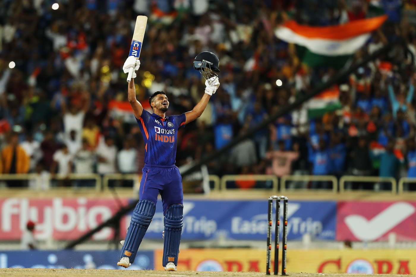 The Ranchi crowd was on its feet after Shreyas Iyer reached his century ... The Ranchi crowd was on its feet after Shreyas Iyer reached his century ...