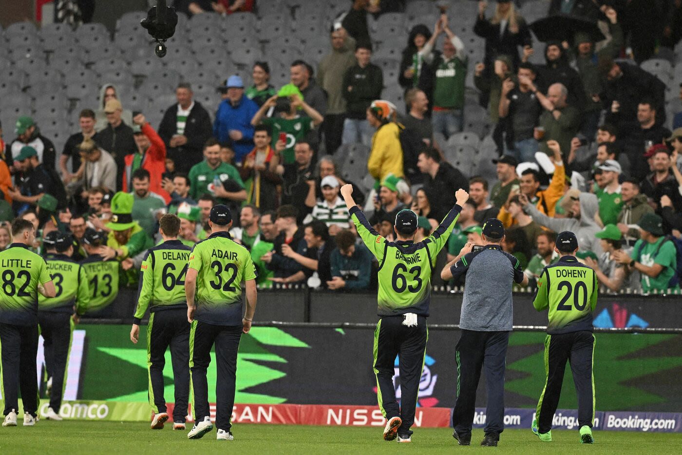 Ireland celebrate with their fans after beating England | ESPNcricinfo.com