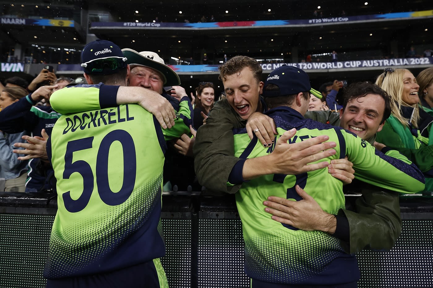 George Dockrell and Lorcan Tucker get big hugs from the crowd ...