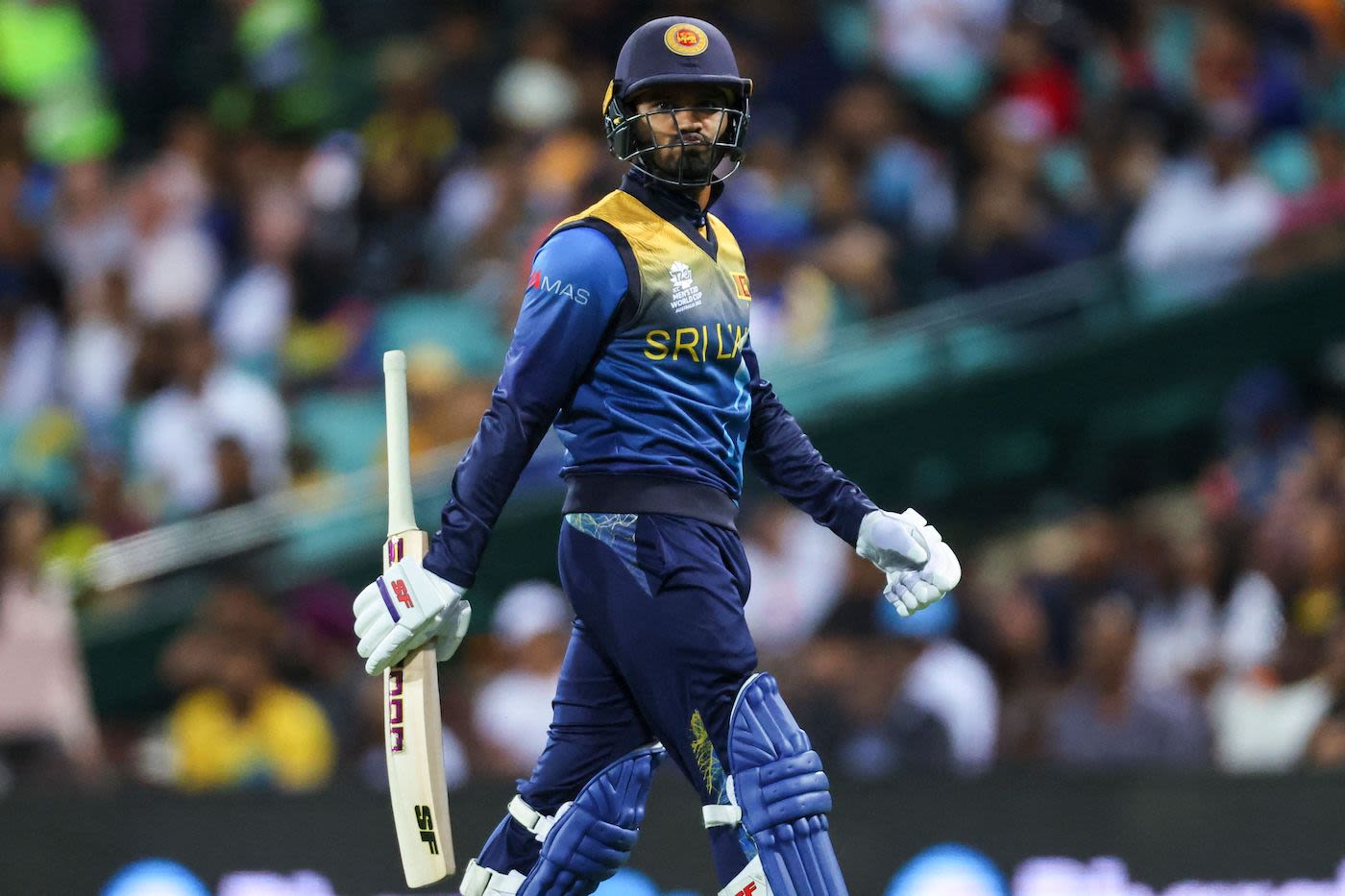 Dhananjaya de Silva walks back after being bowled for a duck ...