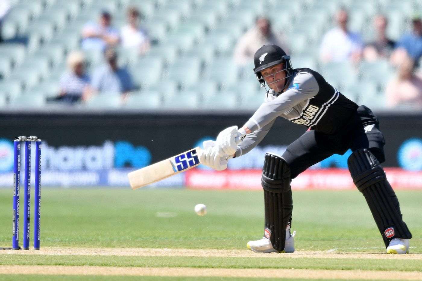 Finn Allen makes room and reaches out to play the ball | ESPNcricinfo.com