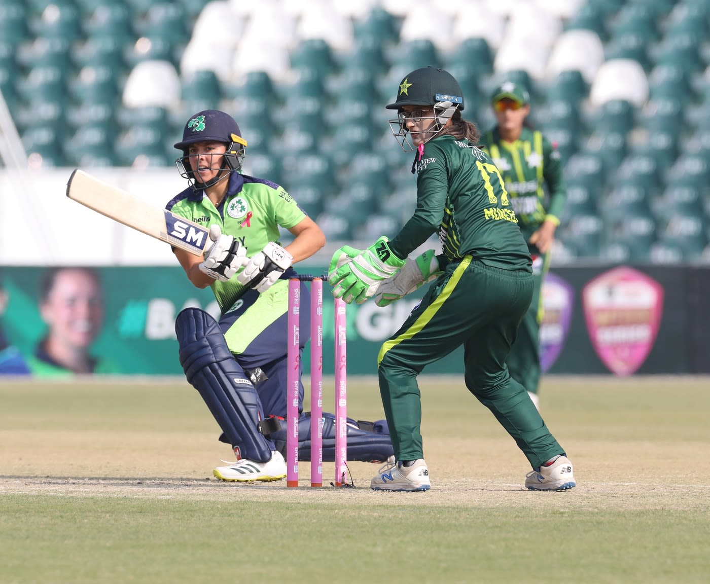 Amy Hunter exploited the vacant areas behind square on the leg side ...