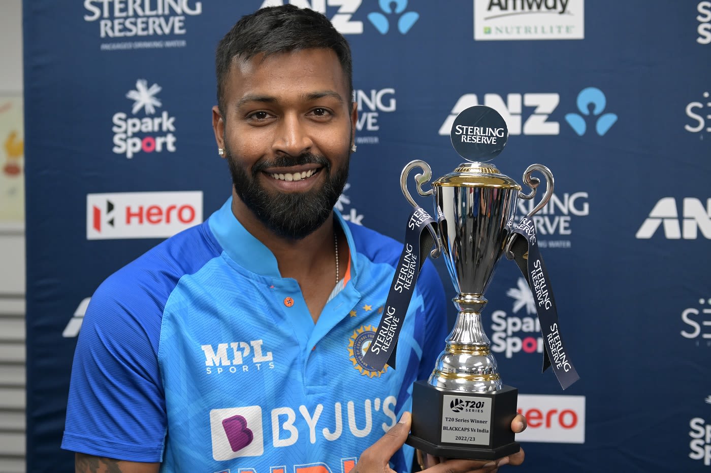 Hardik Pandya is all smiles after India won the three-match series 1-0 ...