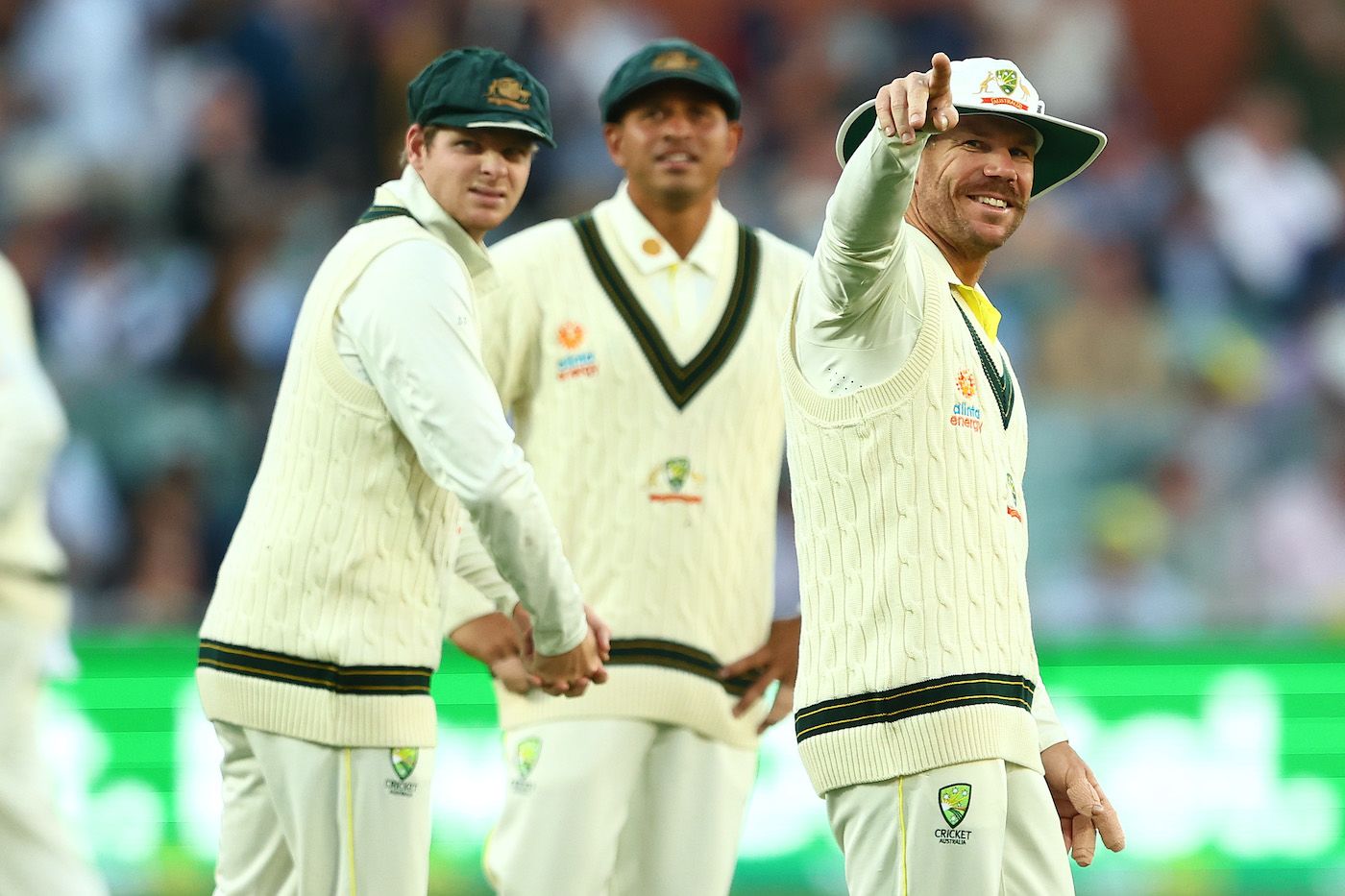 Caption this photo of Steve Smith, Usman Khawaja, and David Warner ...