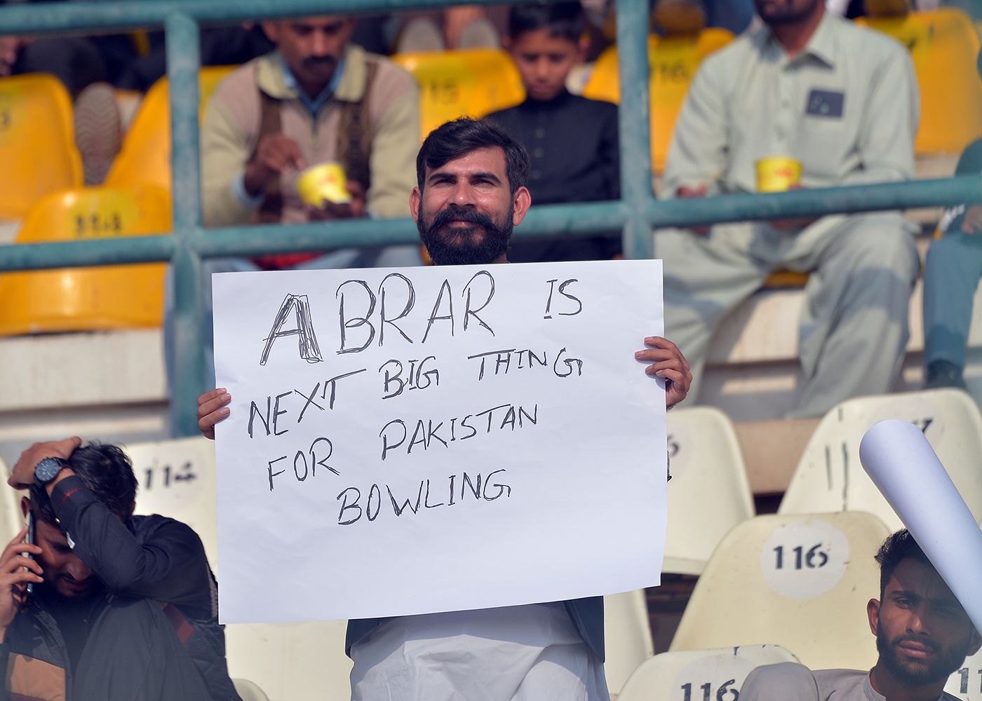 A Pakistan fan was impressed by Abrar Ahmed's performance ...