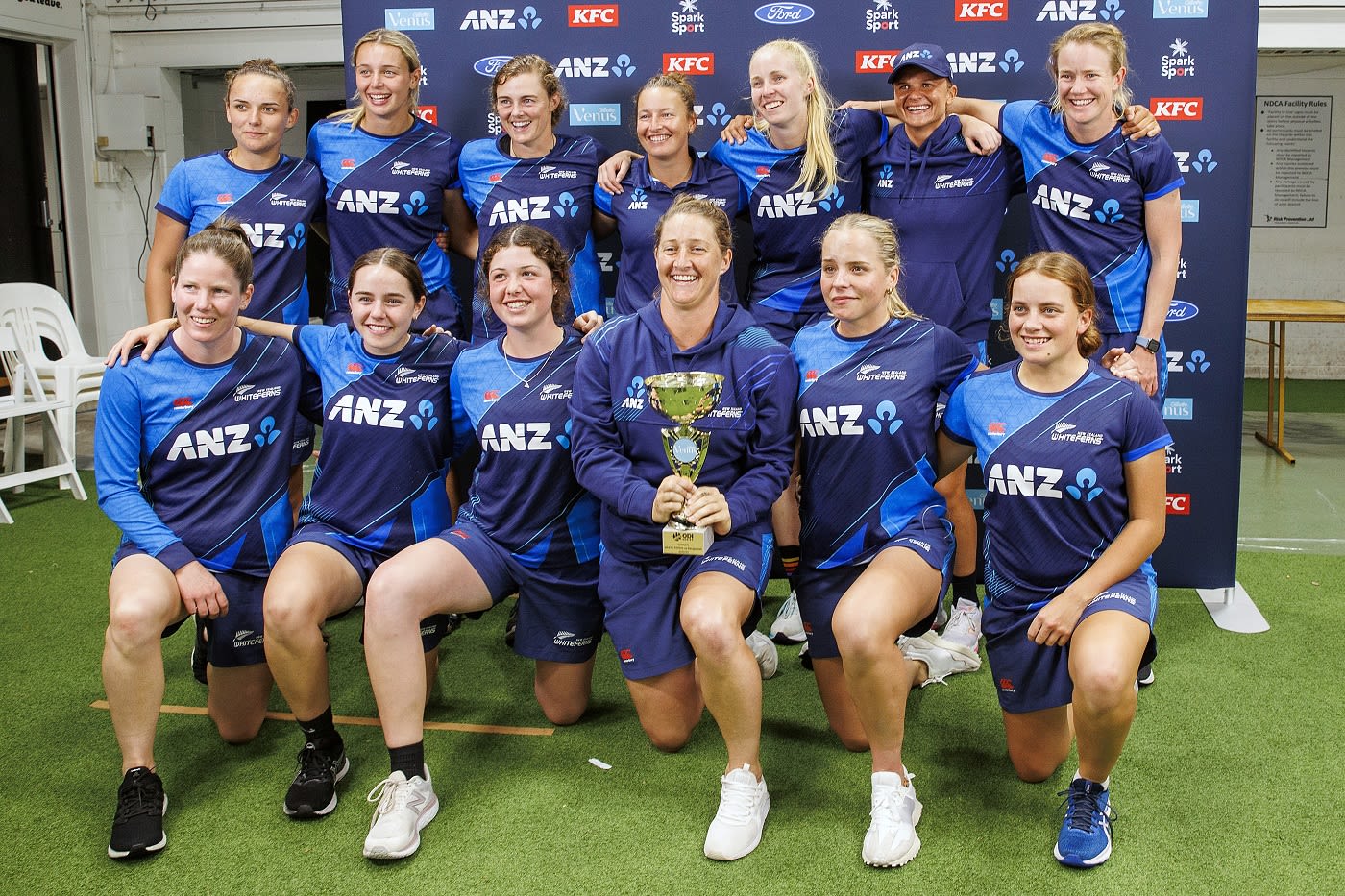 New Zealand pose with the ODI trophy after series win against ...