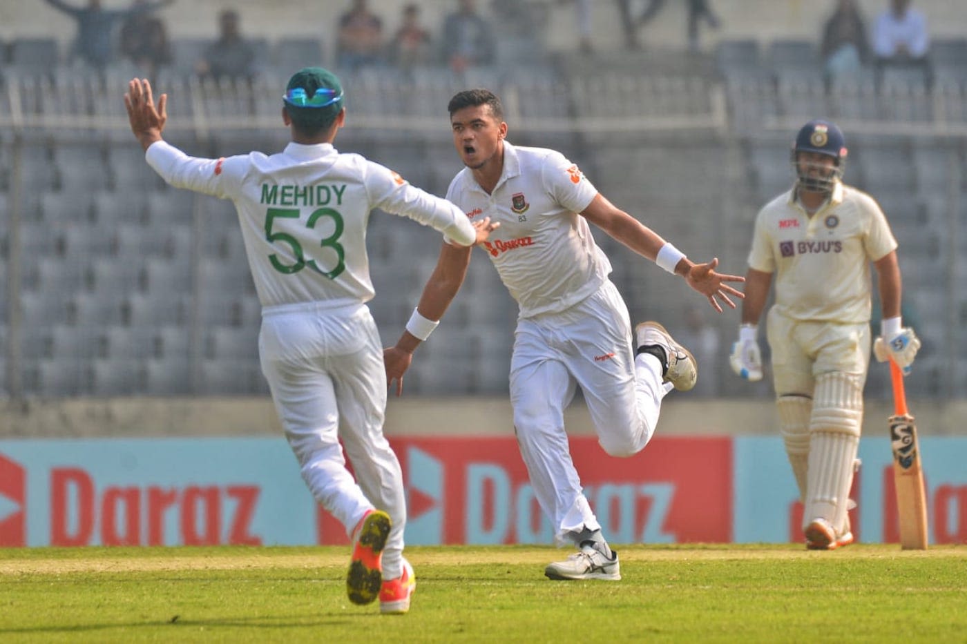 Taskin Ahmed is pumped after breaking through early after lunch ...