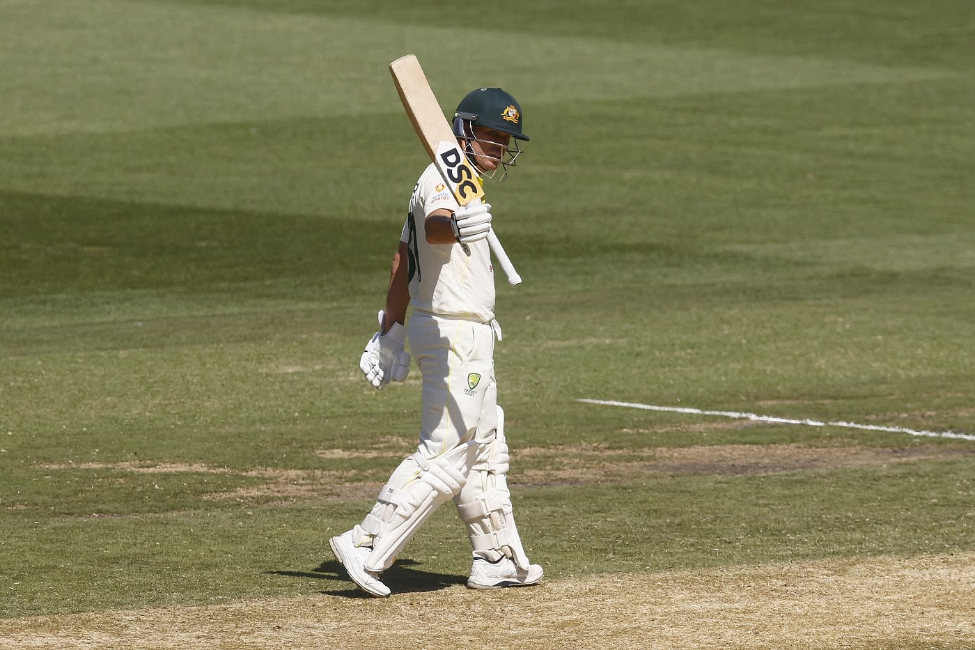 David Warner acknowledges the crowd after reaching his 150 ...