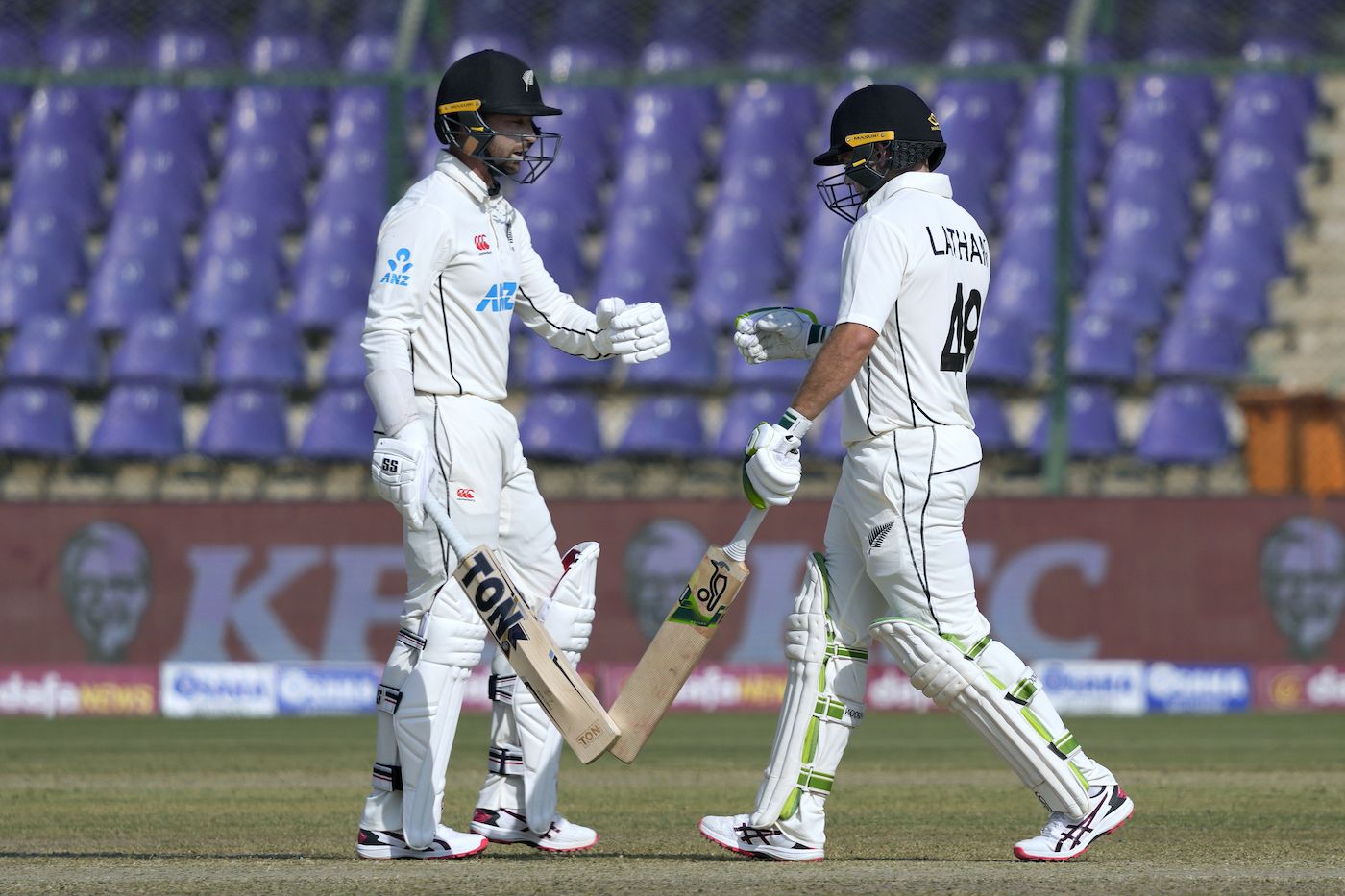 Tom Latham and Devon Conway brought up their fifty stand after tea ...
