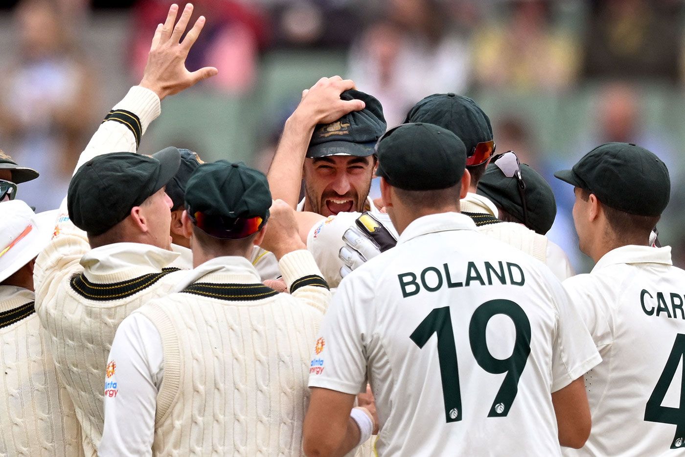 Australia celebrates the wicket of Sarel Erwee | ESPNcricinfo.com