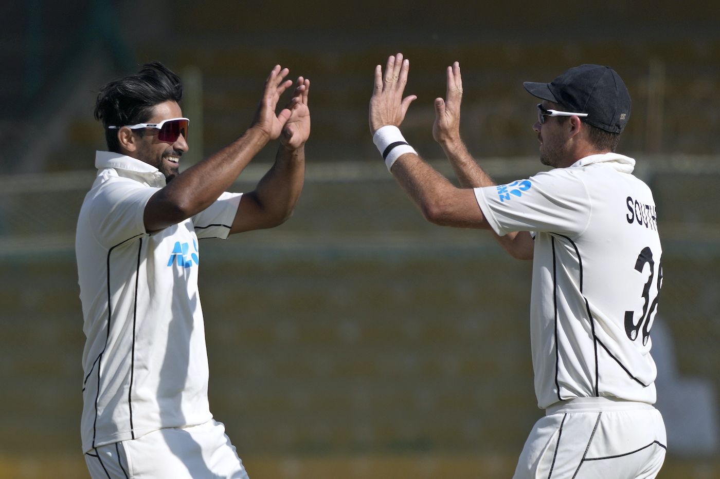 Ish Sodhi and Tim Southee are up in celebration | ESPNcricinfo.com