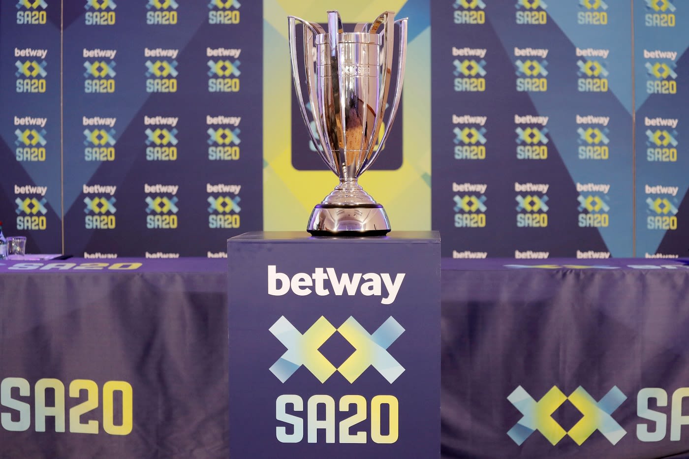 The SA20 trophy on display | ESPNcricinfo.com