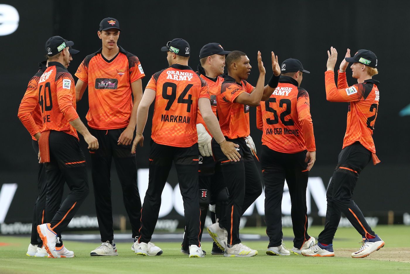Ottniel Baartman celebrates after making his first strike ...
