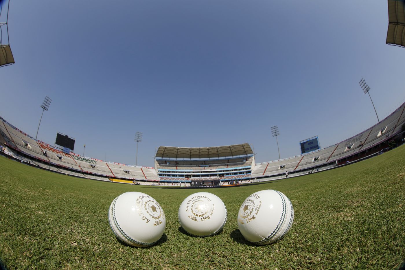 All set for play: the new white balls laid out ahead of the India-New ...