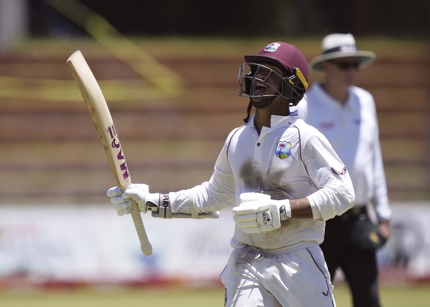 Tagenarine Chanderpaul celebrates after getting to 150 | ESPNcricinfo.com