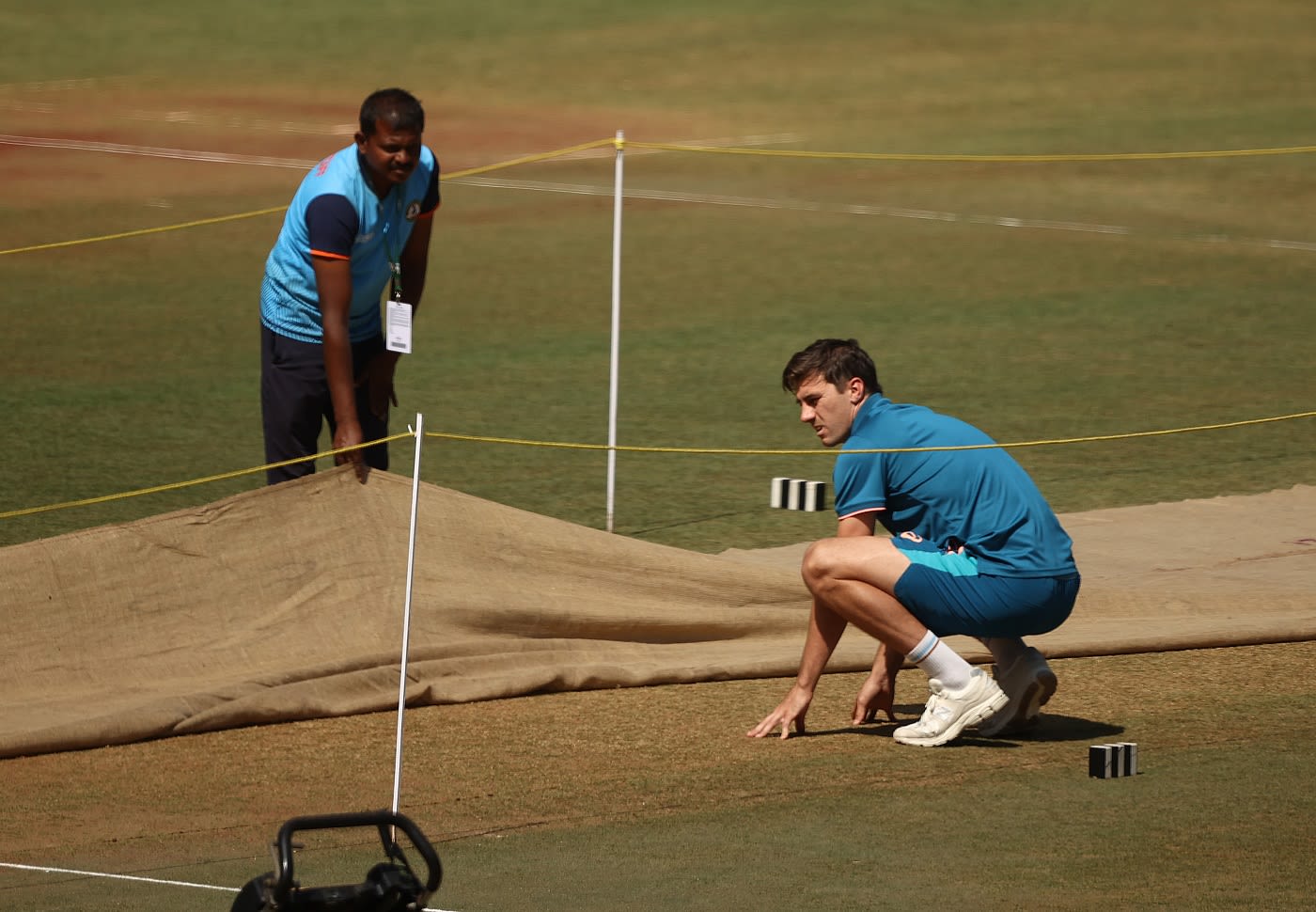 A sharp turner? Maybe, ponders Pat Cummins as he feels the Nagpur pitch ...
