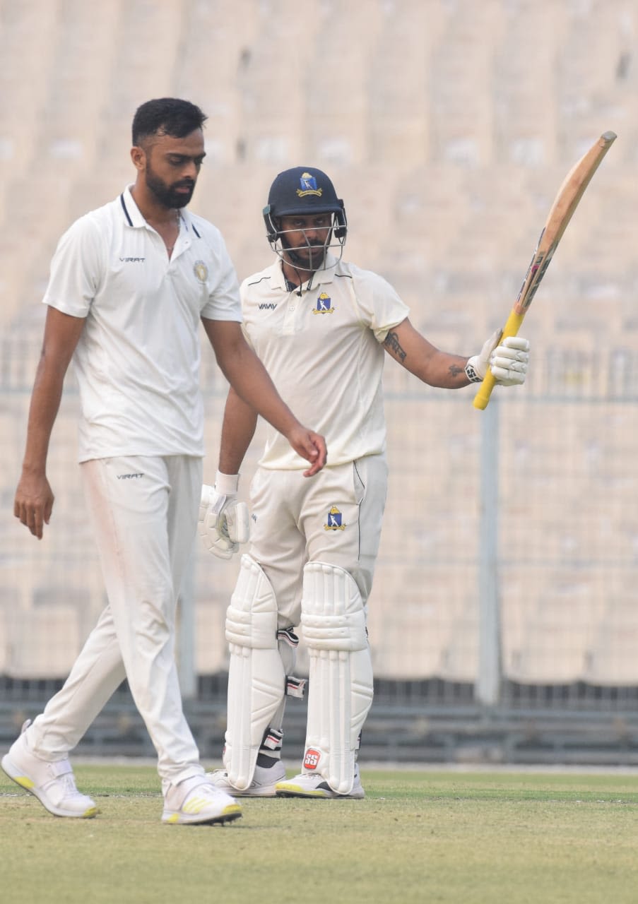 Manoj Tiwary brought up a battling fifty, getting to the mark off ...