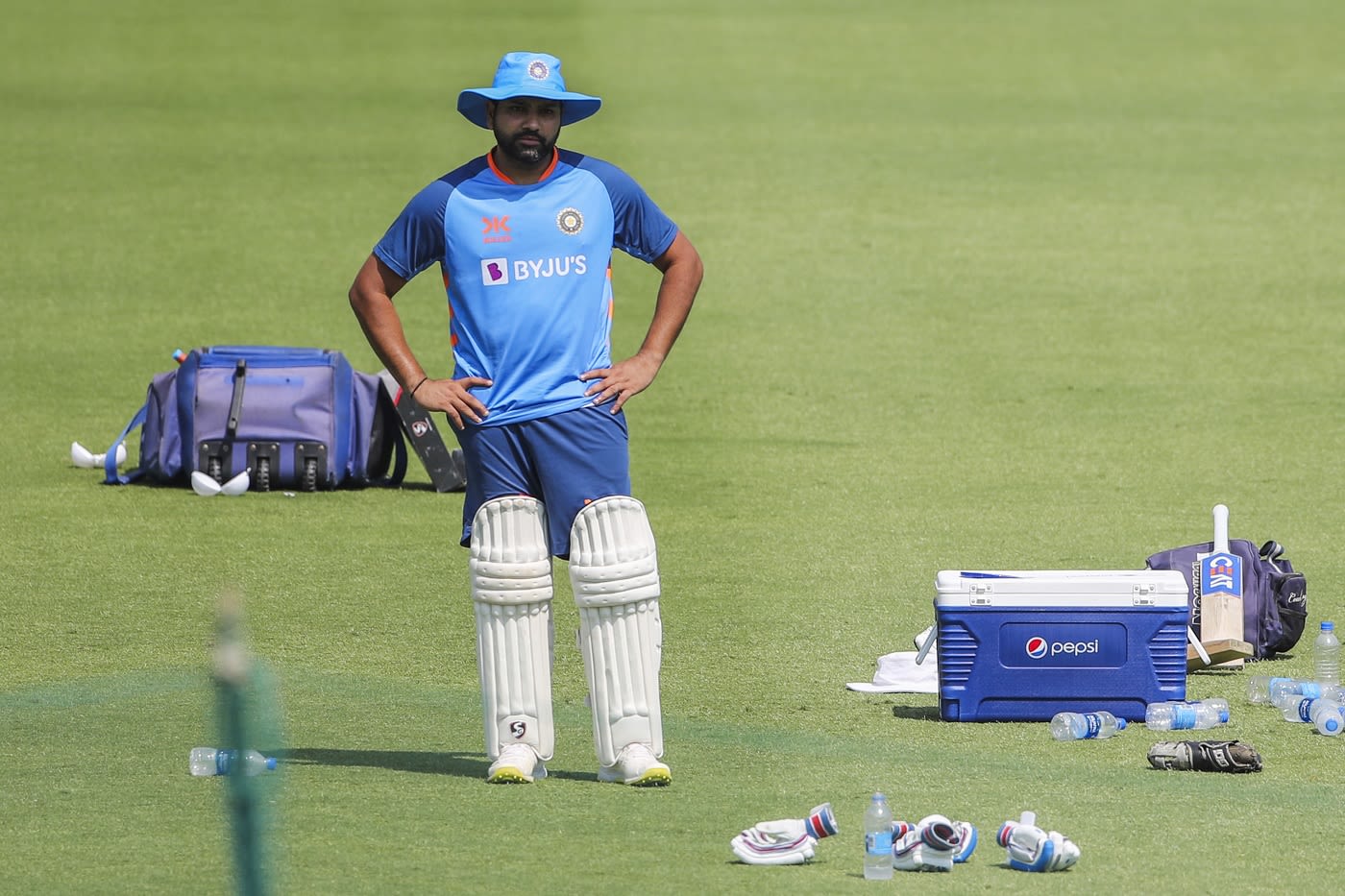 Rohit Sharma at a training session on the eve of the Indore Test ...
