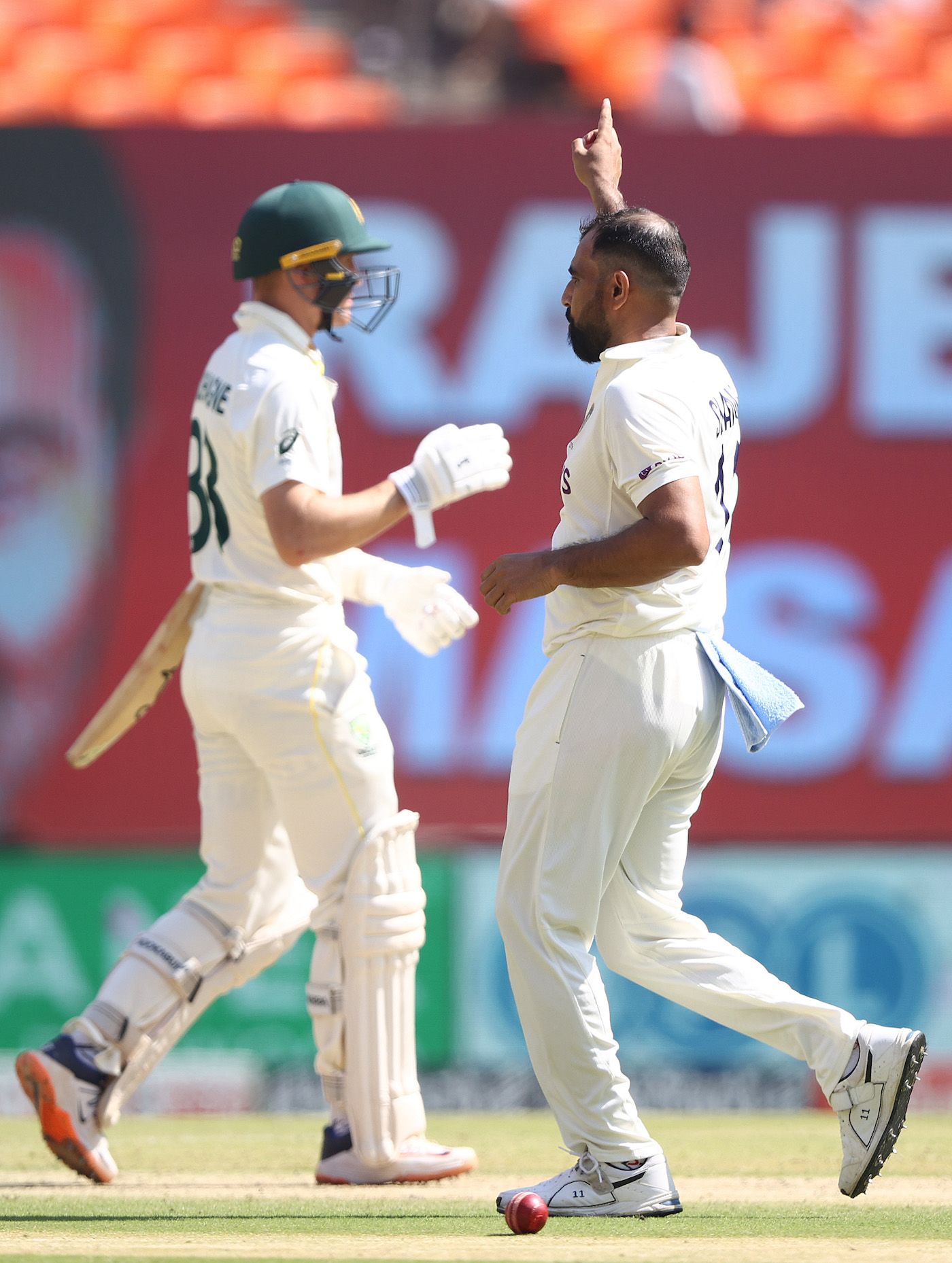 Mohammed Shami got Marnus Labuschagne to drag the ball on to his stumps ...