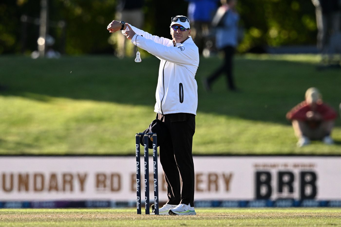 Time for some cricket: Umpire Chris Gaffaney does his thing, umpiring ...