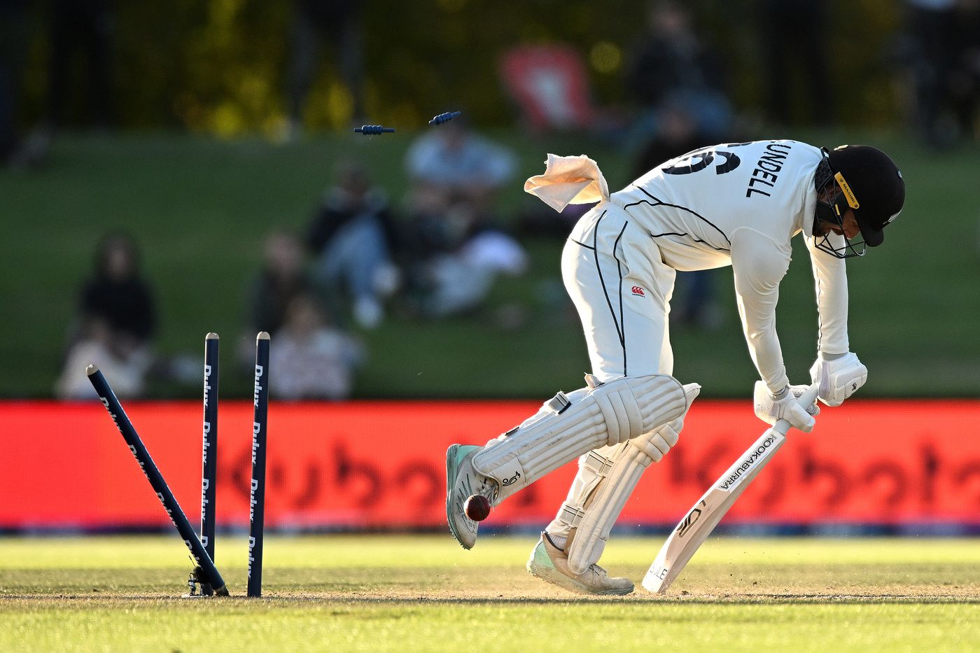 Asitha Fernando took out Tom Blundell's middle stump with a searing ...