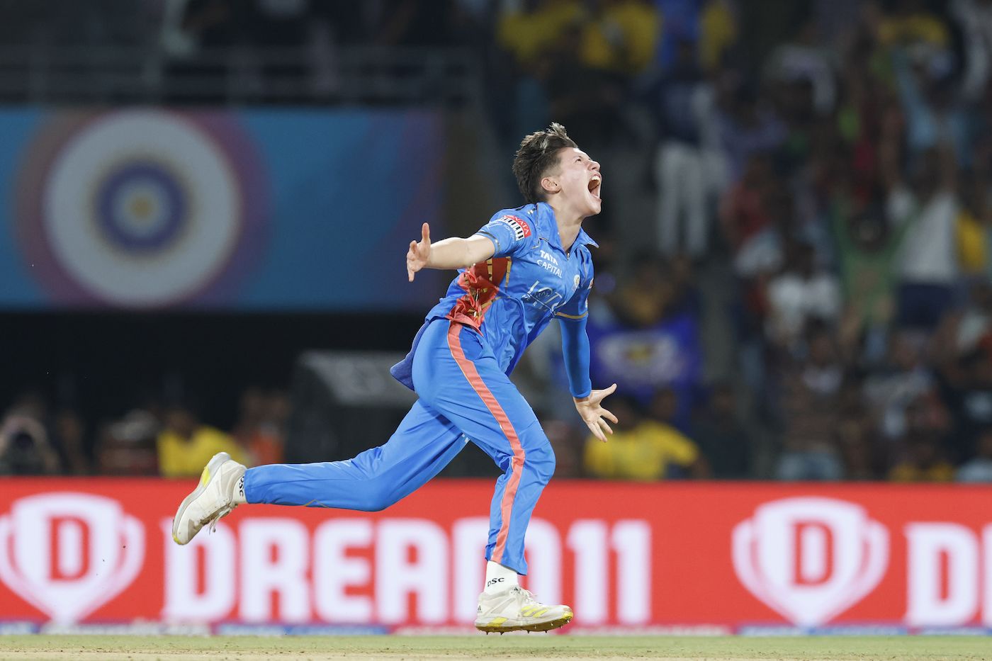 Issy Wong sets off on a celebratory run after completing her hat-trick ...