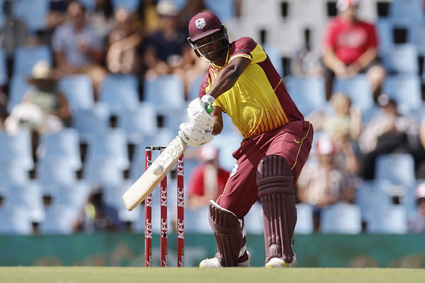 Johnson Charles shapes to loft the ball over the off side ...