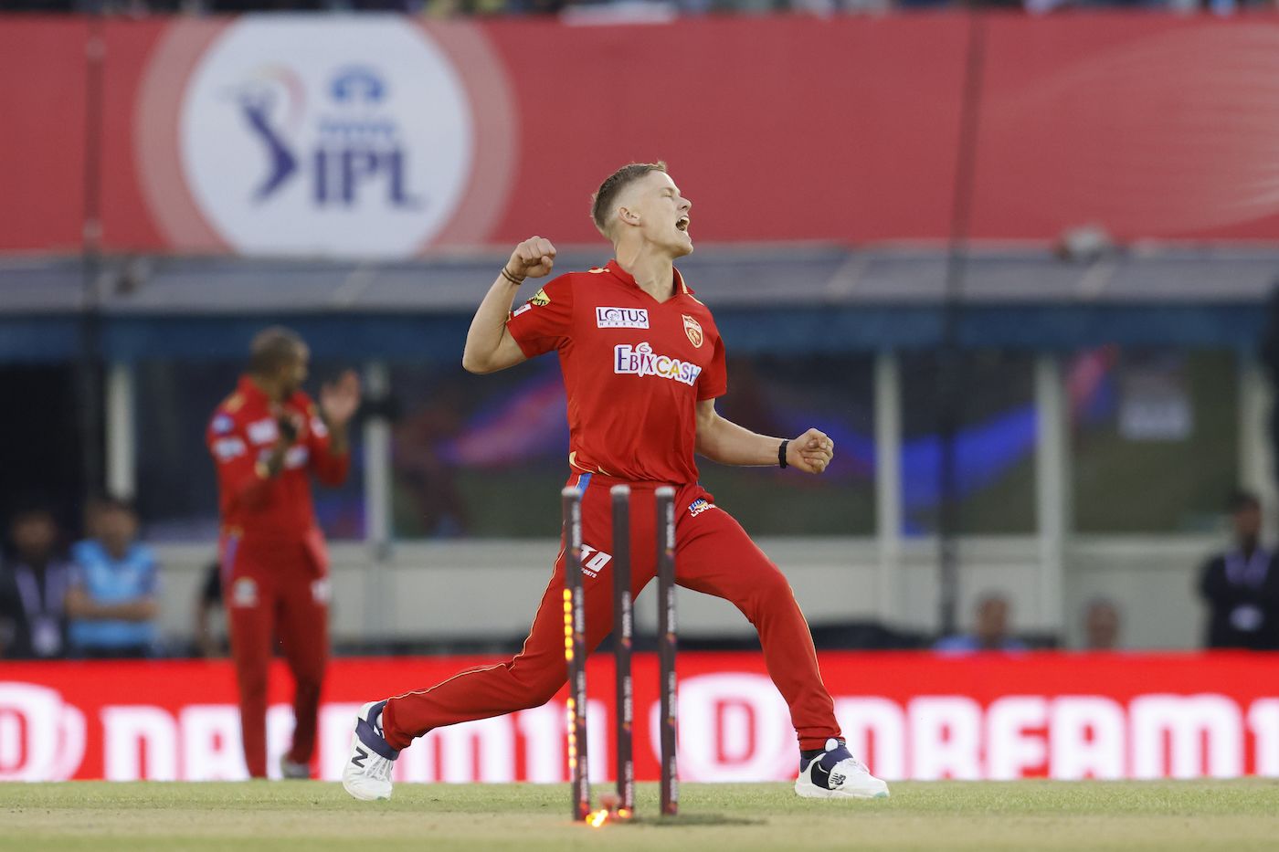 Nathan Ellis struck in his first over when he hit Rahmanullah Gurbaz's ...