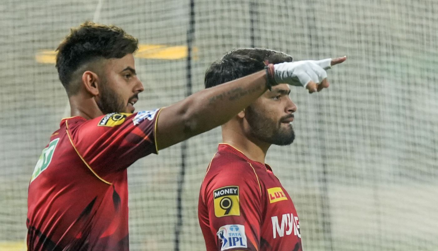 Nitish Rana and Rinku Singh at the team's preparations | ESPNcricinfo.com