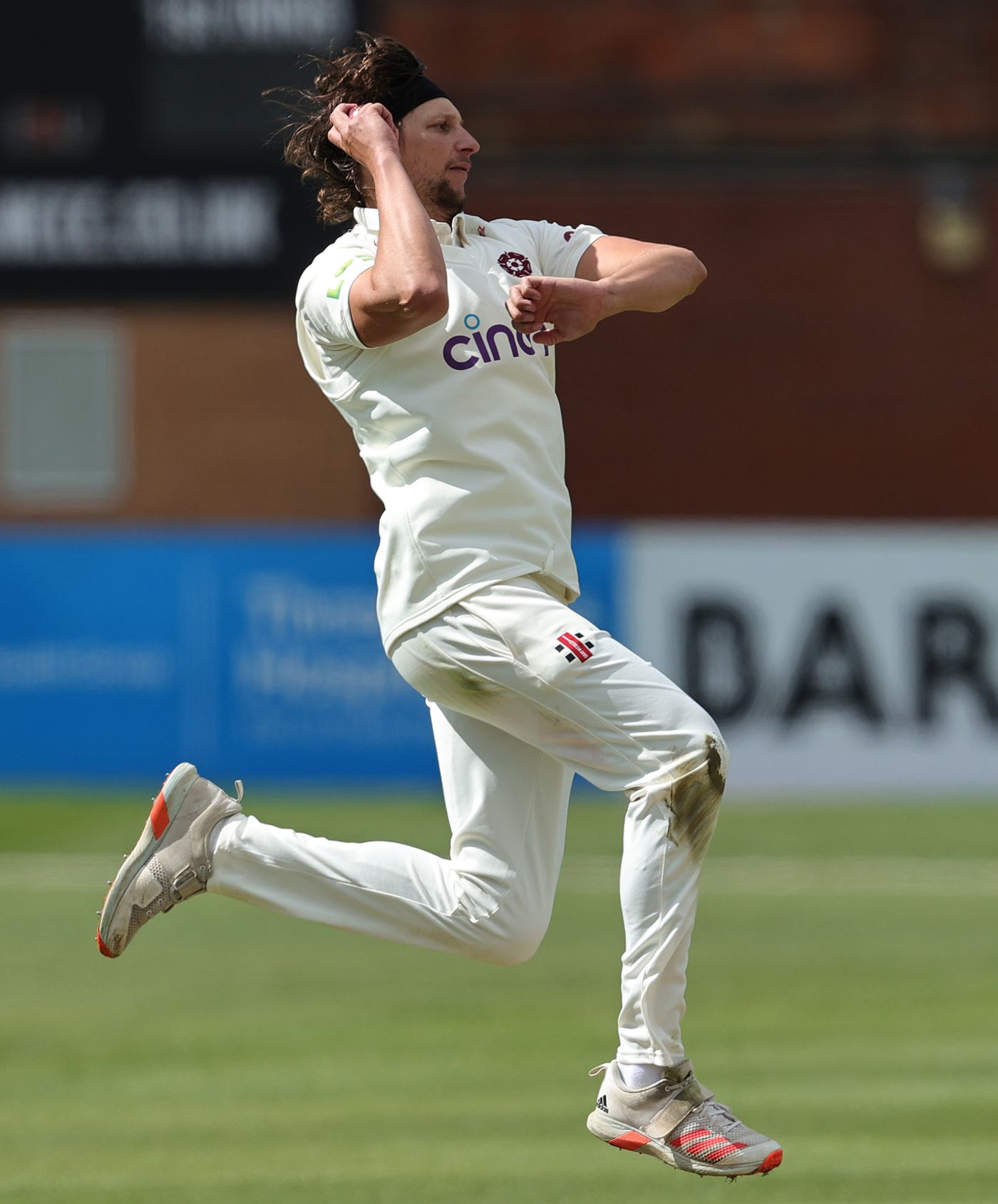 Jack White's headband makes the Northants bowler instantly recognisable ...