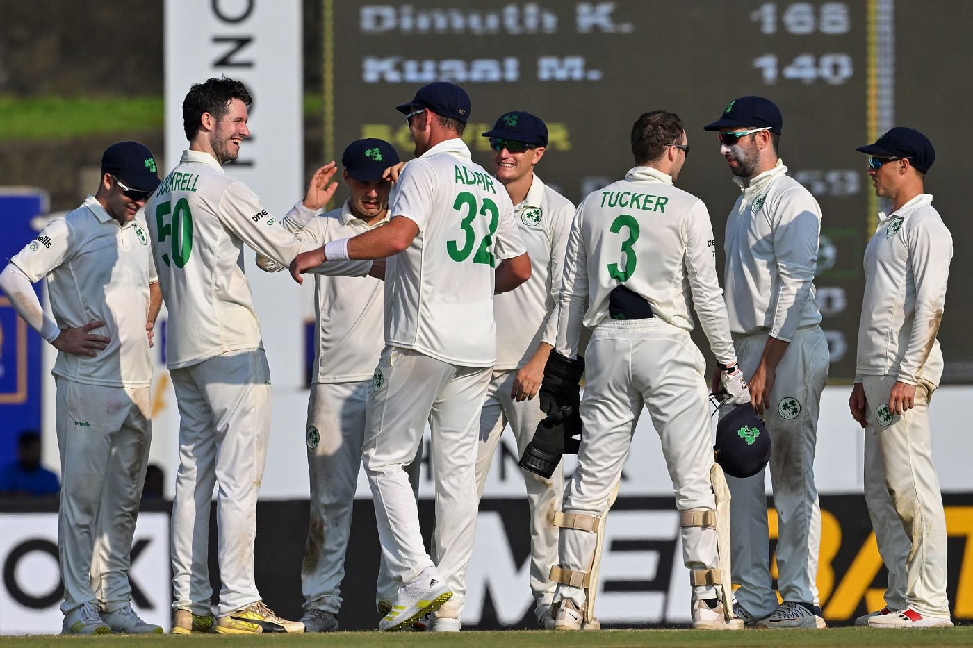 George Dockrell celebrates after trapping Kusal Mendis lbw ...