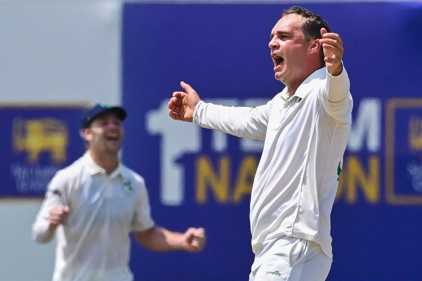 Andy McBrine celebrates after getting rid of Dhananjaya de Silva ...