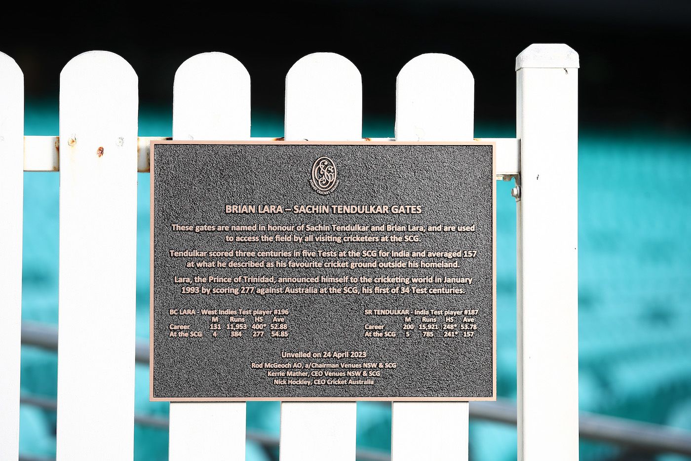 The Brian Lara - Sachin Tendulkar Gates were unveiled at the SCG on ... The Brian Lara - Sachin Tendulkar Gates were unveiled at the SCG on ...