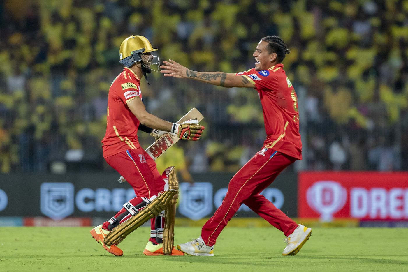 Sikandar Raza and Rahul Chahar celebrate after the thrilling win ...