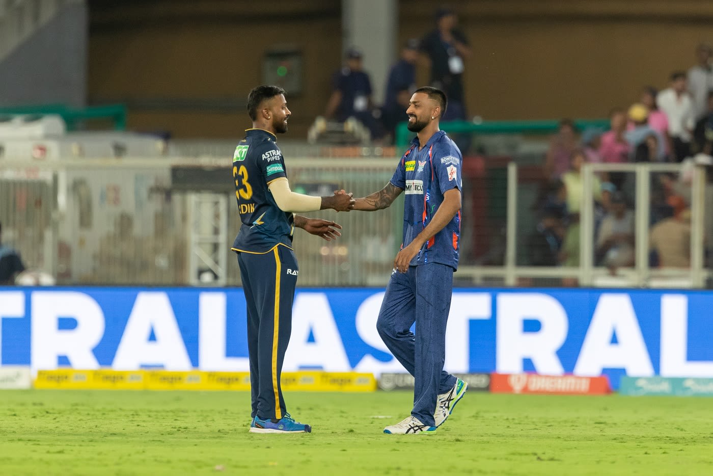 The Pandya brothers - Hardik and Krunal - shake hands after the match | ESPNcricinfo.com
