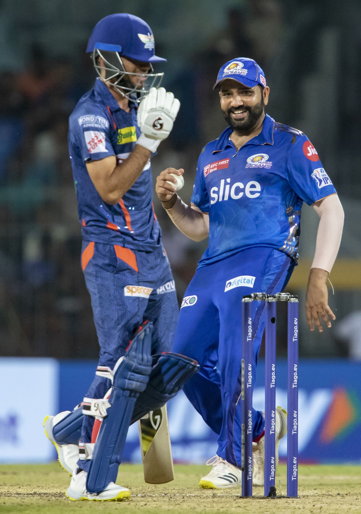 With wickets falling in a rush, Rohit Sharma can afford a big smile ...