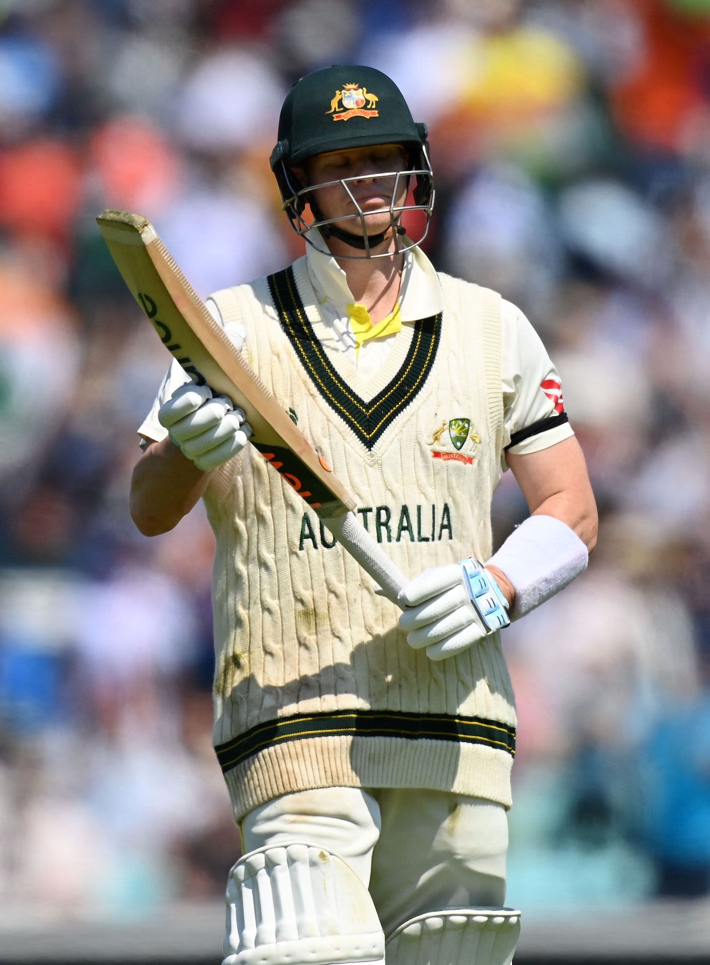 Steven Smith walks back after playing on to Shardul Thakur ...
